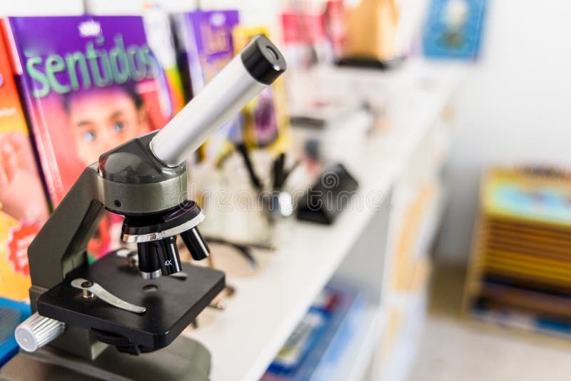 School Microscope in a Science Classroom Stock Image - Image of college ...