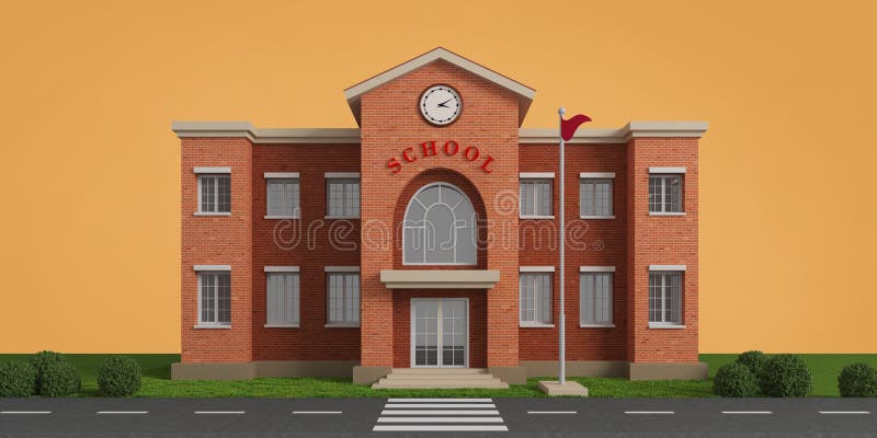 School model front view. stock illustration. Illustration of isometric ...