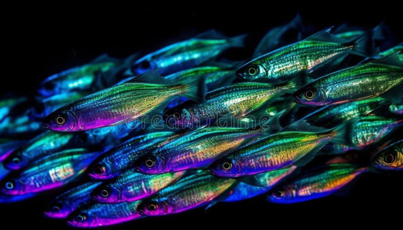 School of Multi Colored Fish Swim in Reef Generated by AI Stock ...