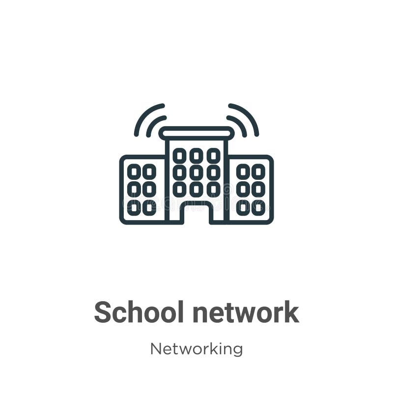 School Network Outline Vector Icon. Thin Line Black School Network Icon ...