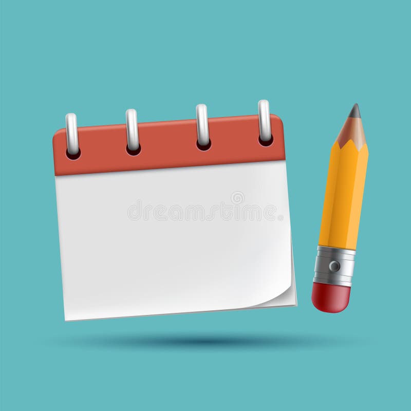 School Notebook Icon with Pencil. Blank Template Stock Vector ...