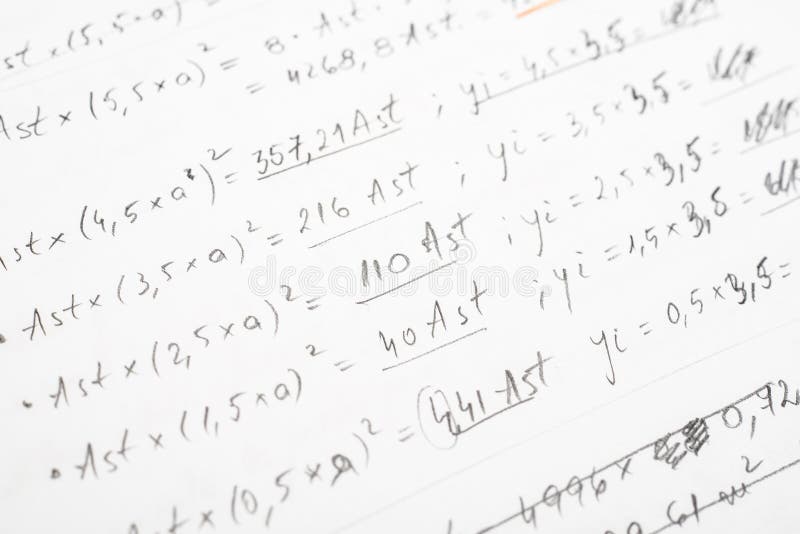 School Notebook with Mathematical Equations Stock Image - Image of ...