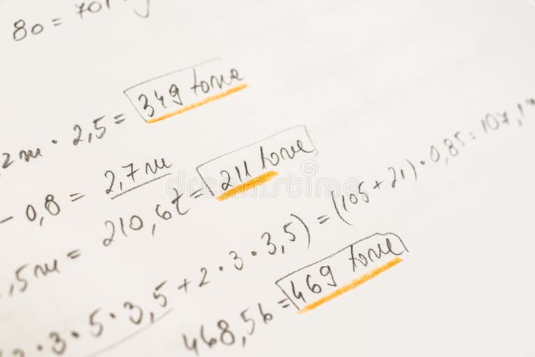 School Notebook with Mathematical Equations Stock Photo - Image of exam ...