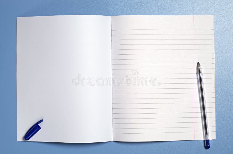 School notebook and pen stock photo. Image of sheet, blue - 74632026
