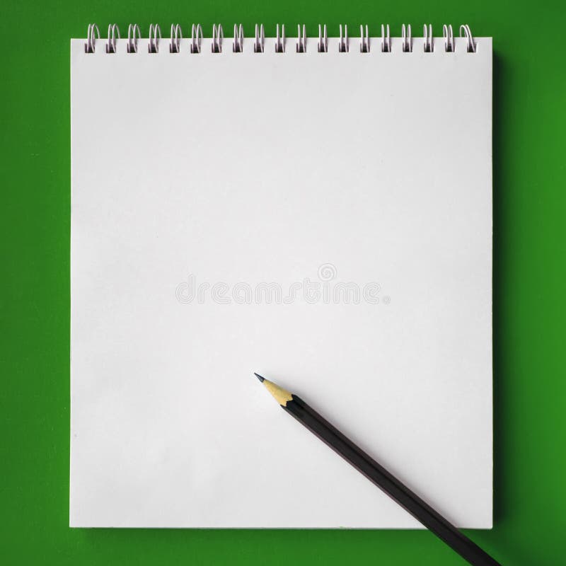 School Notebook and Pencil on Green Background, Back To School Concept ...