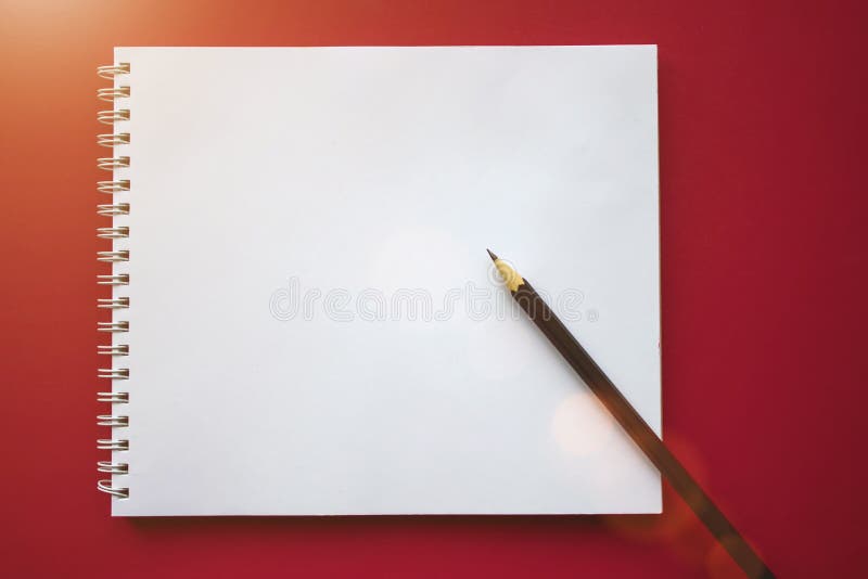 School Notebook and Pencil on Red Background, Back To School Concept ...