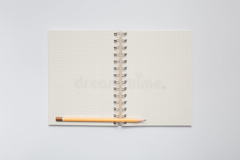 School Notebook with Yellow Pencil Stock Image - Image of binder, open ...