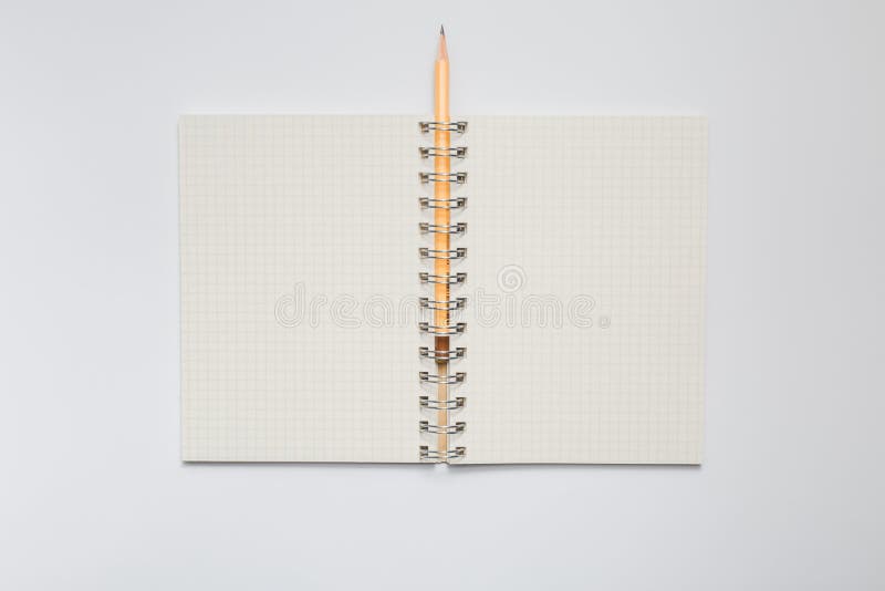School Notebook with Yellow Pencil Stock Photo - Image of memo, clean ...