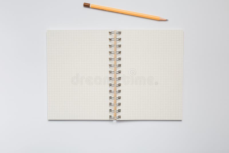 School Notebook with Yellow Pencil Stock Image - Image of diary ...