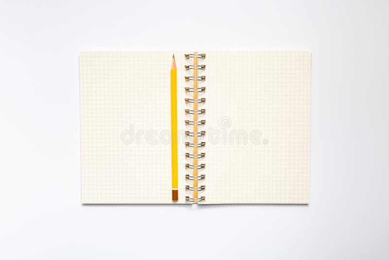 School Notebook with Yellow Pencil Stock Photo - Image of paper ...