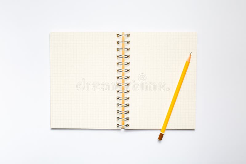 School Notebook with Yellow Pencil Stock Image - Image of education ...
