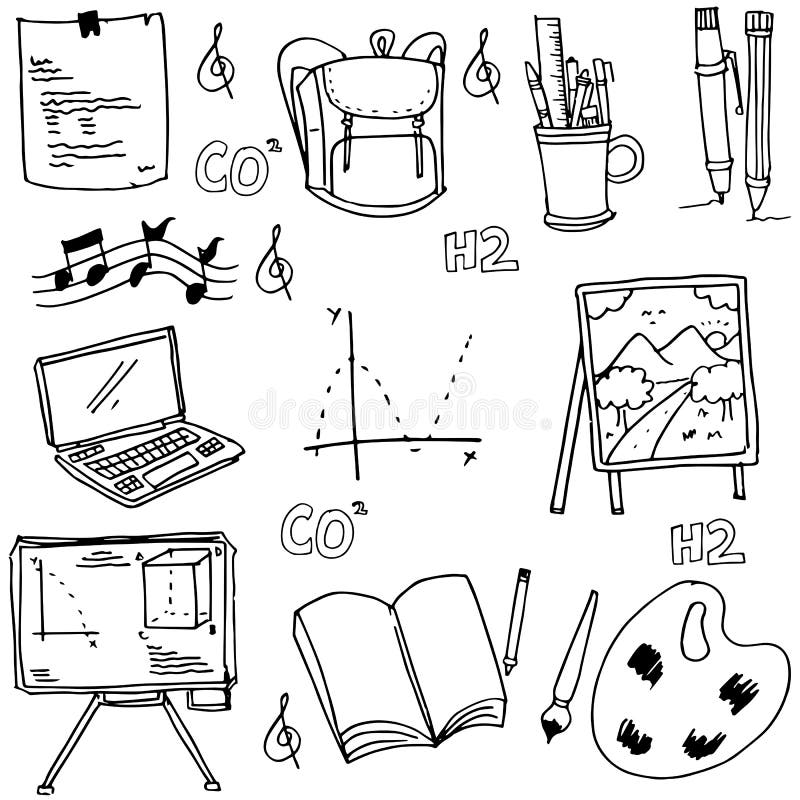School Object Doodles Classroom Supplies Stock Illustration ... School Object Doodles Classroom Supplies Stock Illustration ...