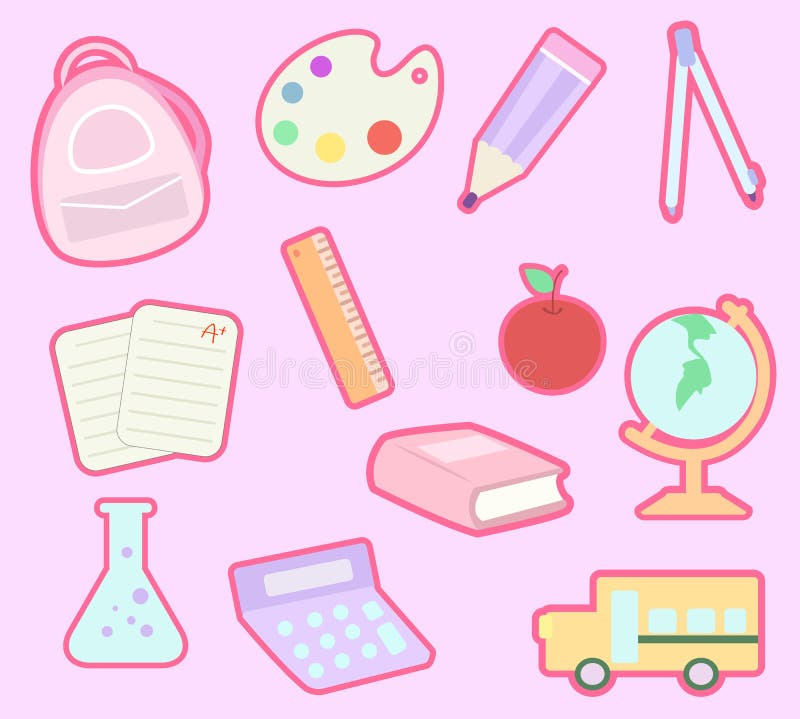 School objects stock vector. Illustration of cute, theme - 41358882