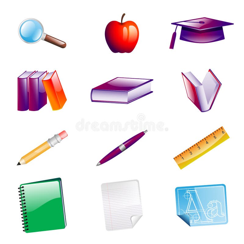 School Objects Icons stock vector. Illustration of school - 22733687
