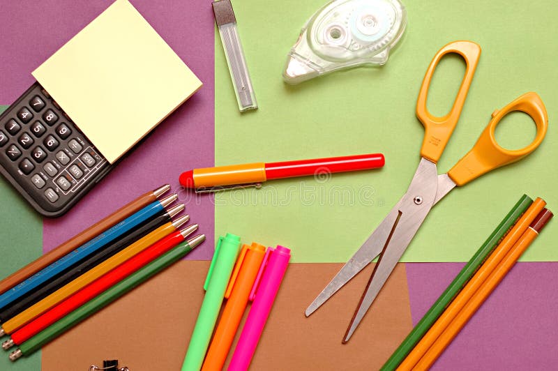 School office supplies stock image. Image of tools, scissors - 12524969