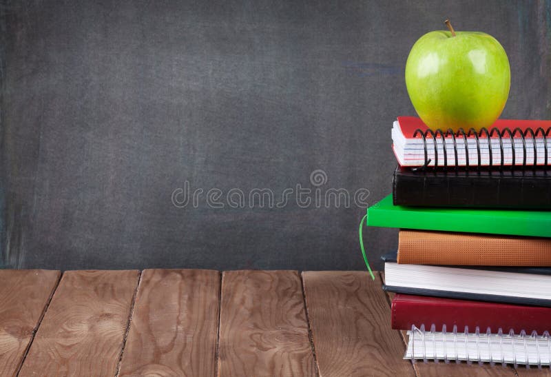 School and Office Supplies on Classroom Table Stock Photo - Image of ...
