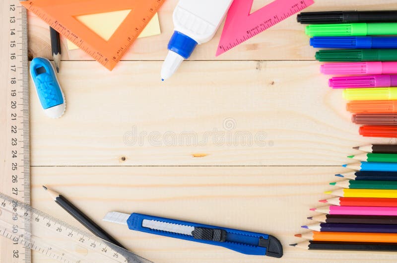 School and Office Supplies Frame Stock Image - Image of backgrounds ...