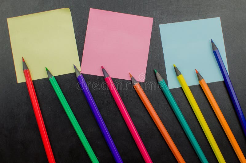 School Office Supplies Including Board. Copy Space for Text Stock Image ...