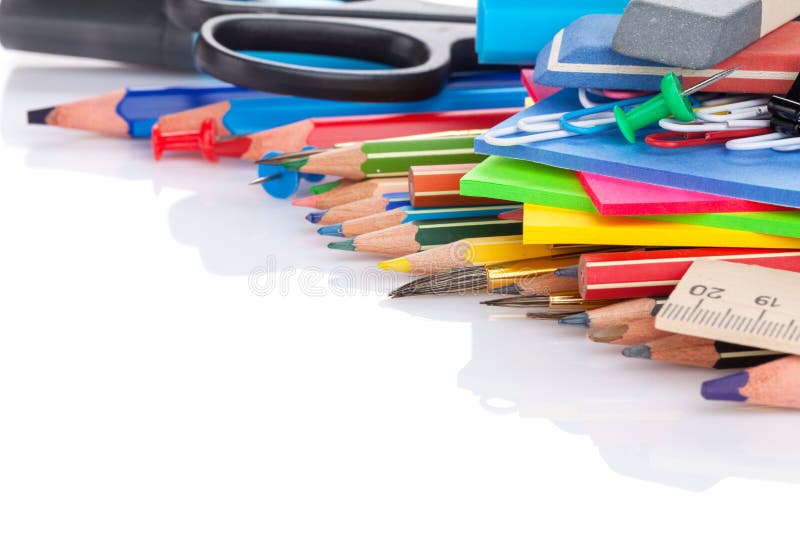School and office supplies stock photo. Image of heap - 50005210
