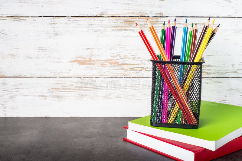 School and Office Supplies. Stock Image - Image of colored, backpack ...