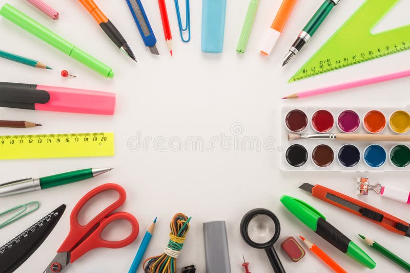 School office supplies stock photo. Image of ruler, accessories - 80698758