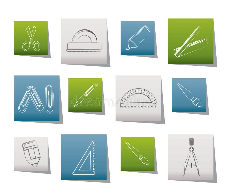 School and Office Tools Icons Stock Vector - Illustration of equipment ...