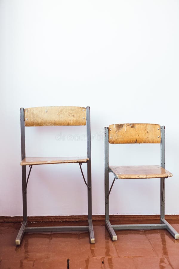 School Old Shabby Chairs Small Large Class Stock Photo - Image of wall ...