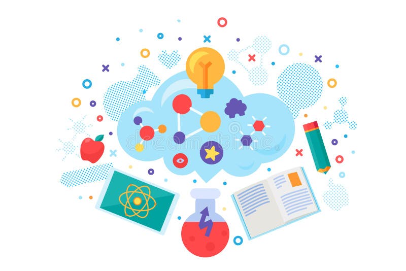 School Online Educational Course Banner Vector. Study Time Flat Cartoon ...