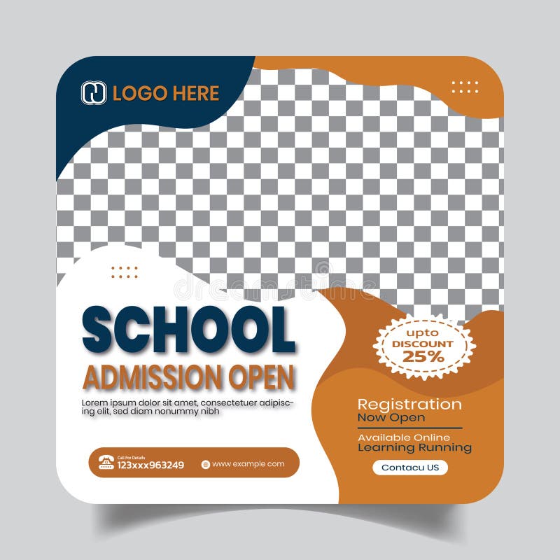 School Open Unique Social Media Post Design Web Banner Stock Vector ...
