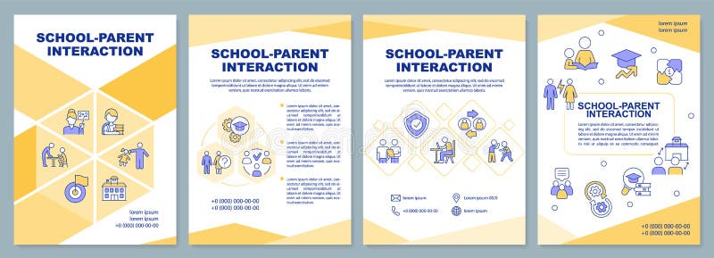 School Parent Interaction Yellow Brochure Template Stock Vector ...