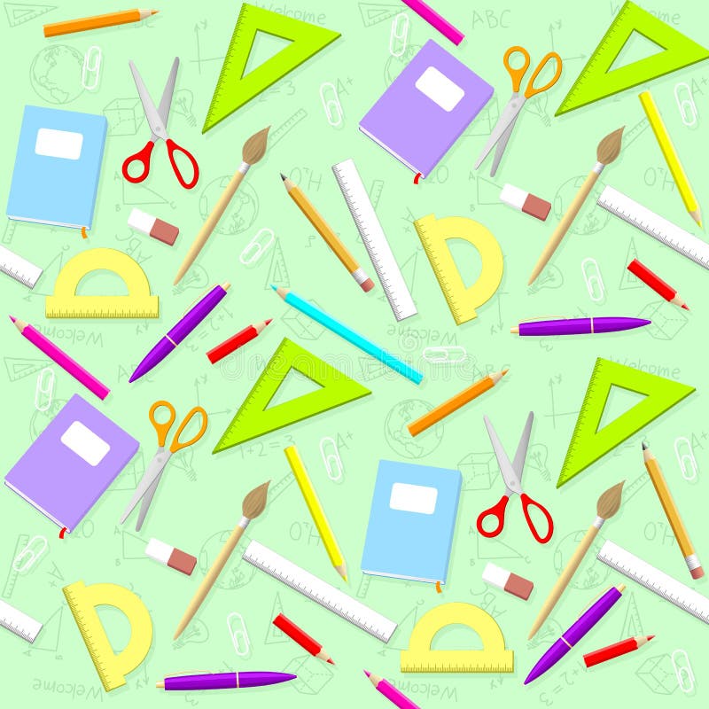 School Pattern. Background with Objects Stock Vector - Illustration of ...