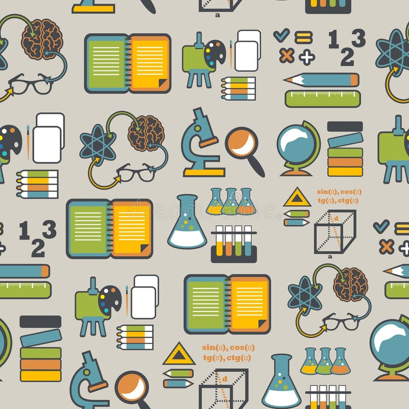 Science Math Theme. School Vector Background. Doodle Style Seamless ...