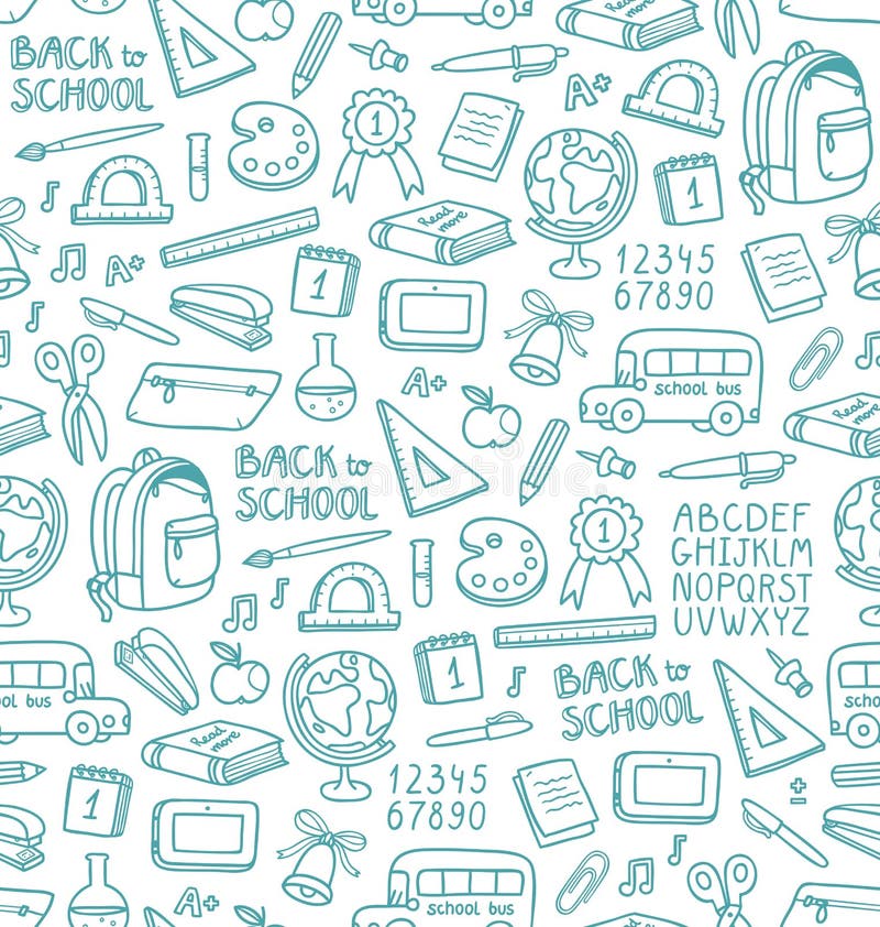 Back To School Icons Education Seamless Pattern. Stock Vector ...