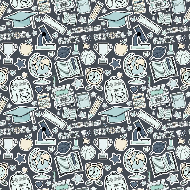 School pattern seamless stock vector. Illustration of book - 84181945