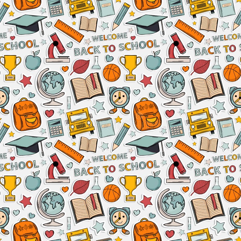 School pattern stock vector. Illustration of leaves, kids - 51412949