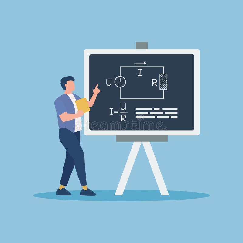 School Physics Teacher Shows of Formula on Blackboard Stock ...