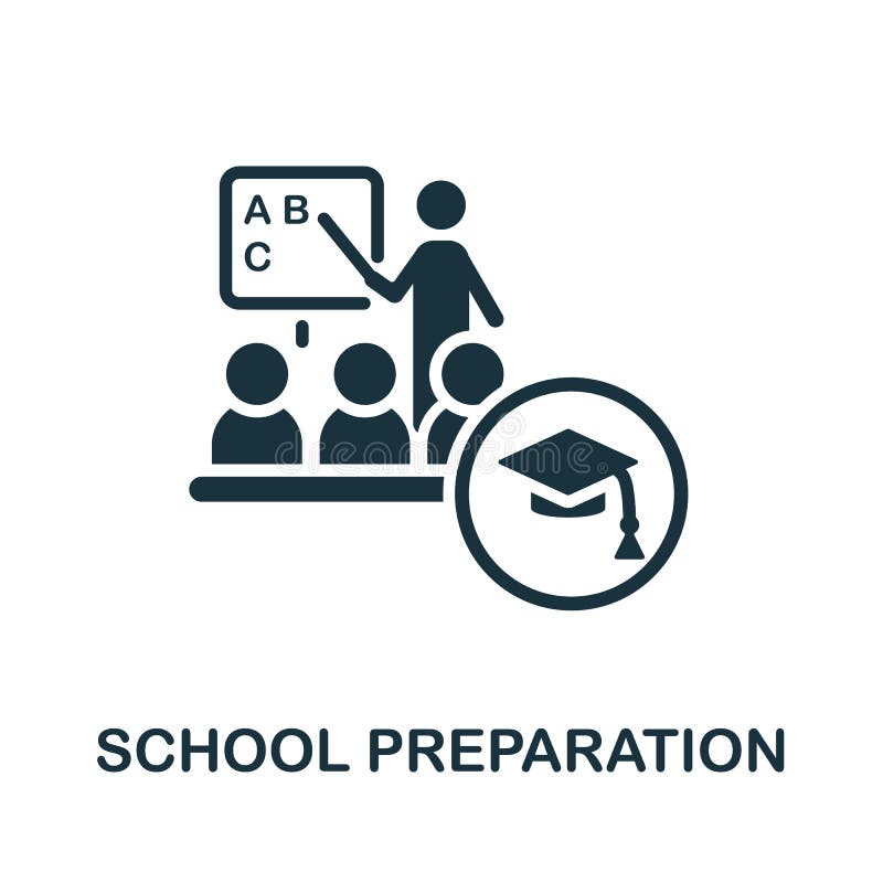 School Preparation Line Icon. Monochrome Simple School Preparation ...