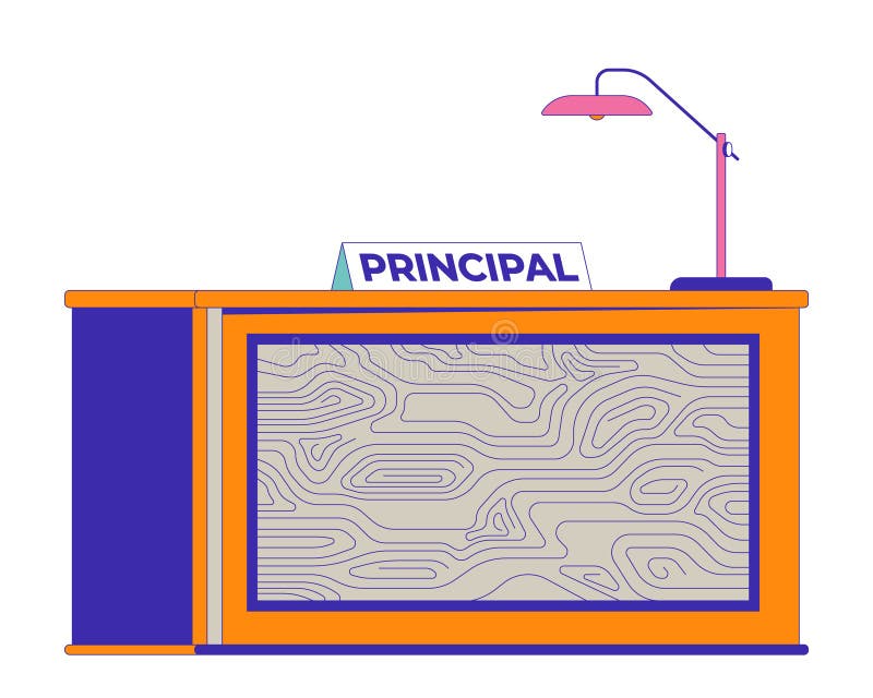 School Principal Desk 2D Cartoon Object Stock Illustration ...