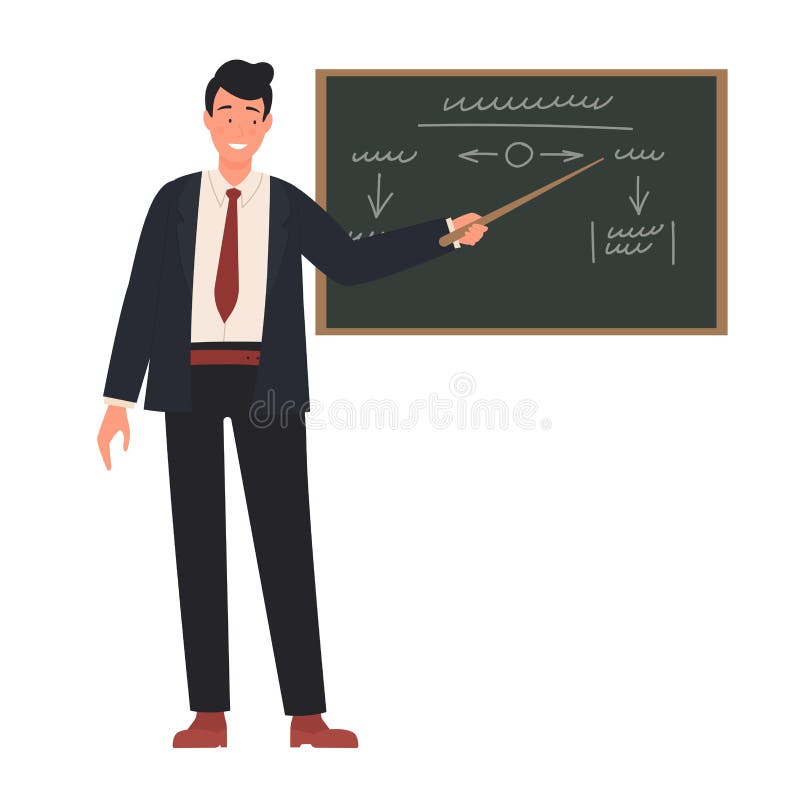 School Professor Teaching at Chalkboard Stock Vector - Illustration of ...