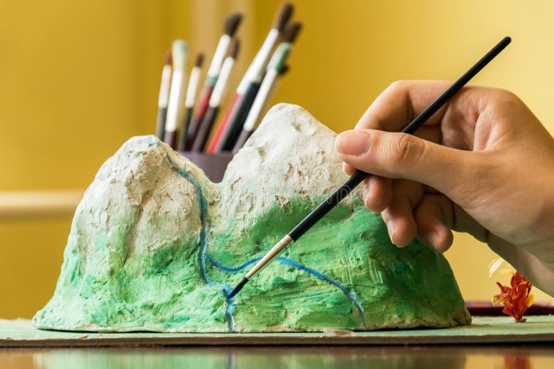 School Project, Model of Mountain and River Stock Photo - Image of ...