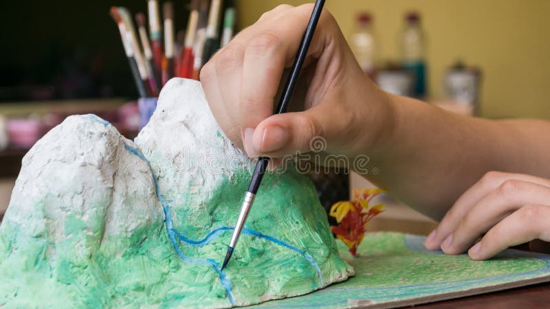 School Project, Model of Mountain and River Stock Photo - Image of ...