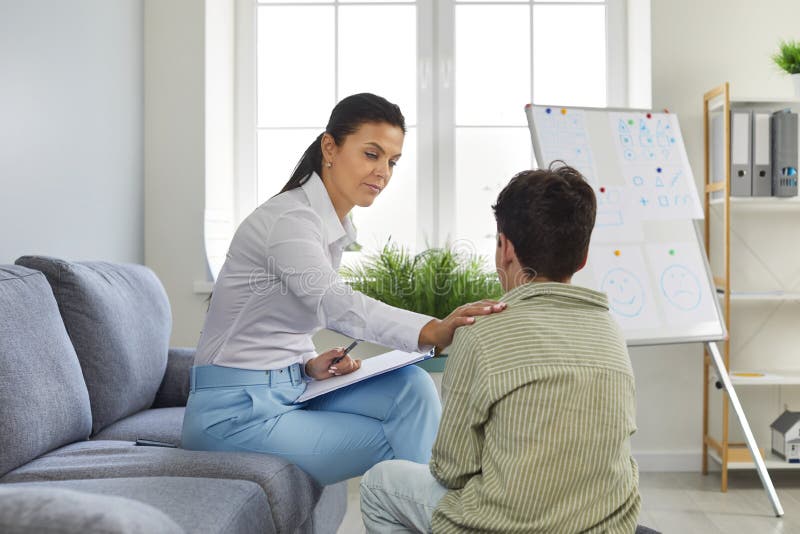 School Psychologist Trying To Support a Depressed Boy and Help Him Cope ...