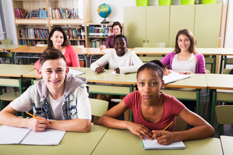 School Pupils Taking a Lesson Stock Image - Image of caucasian ...
