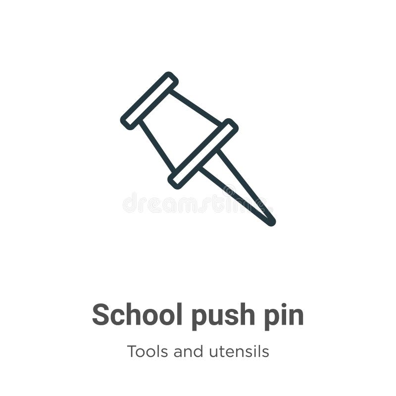 School Push Pin Icon on White Background. Simple Element Illustration ...