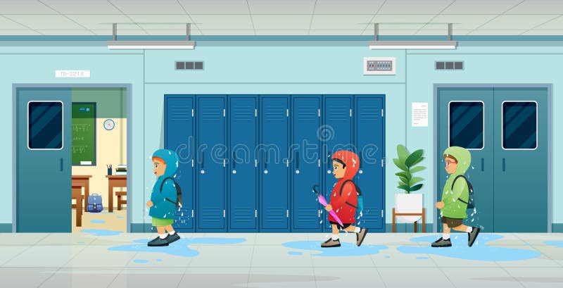 Students in the Rainy Season. Stock Vector - Illustration of weather ...