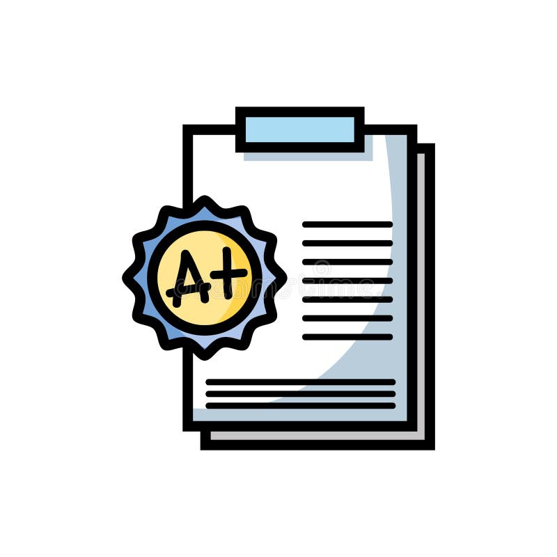 School Report Education with a Plus Result Stock Vector - Illustration ...