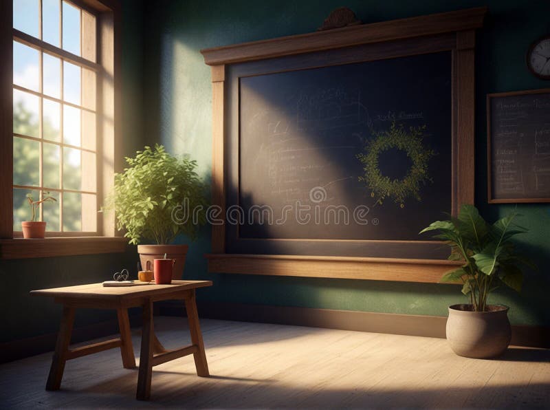 A School Room, School Class Lit by Sun. Summer Days in School Stock ...