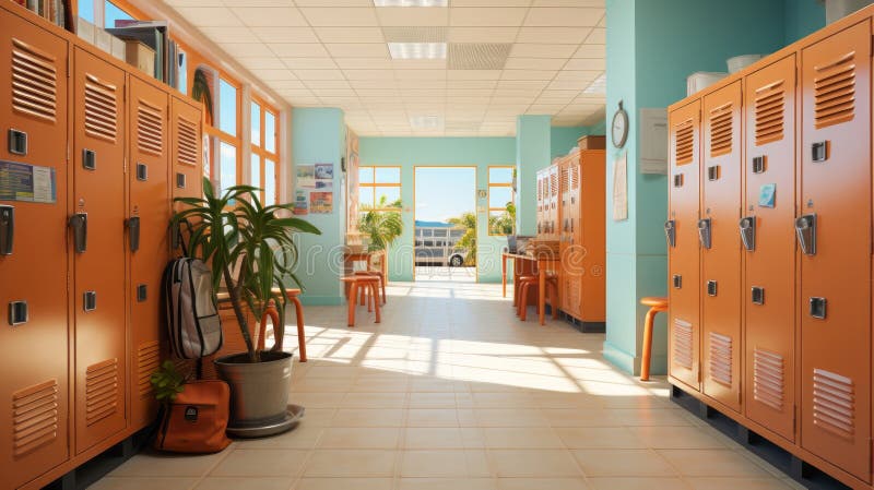 School Room Locker. Generative AI. Stock Illustration - Illustration of ...