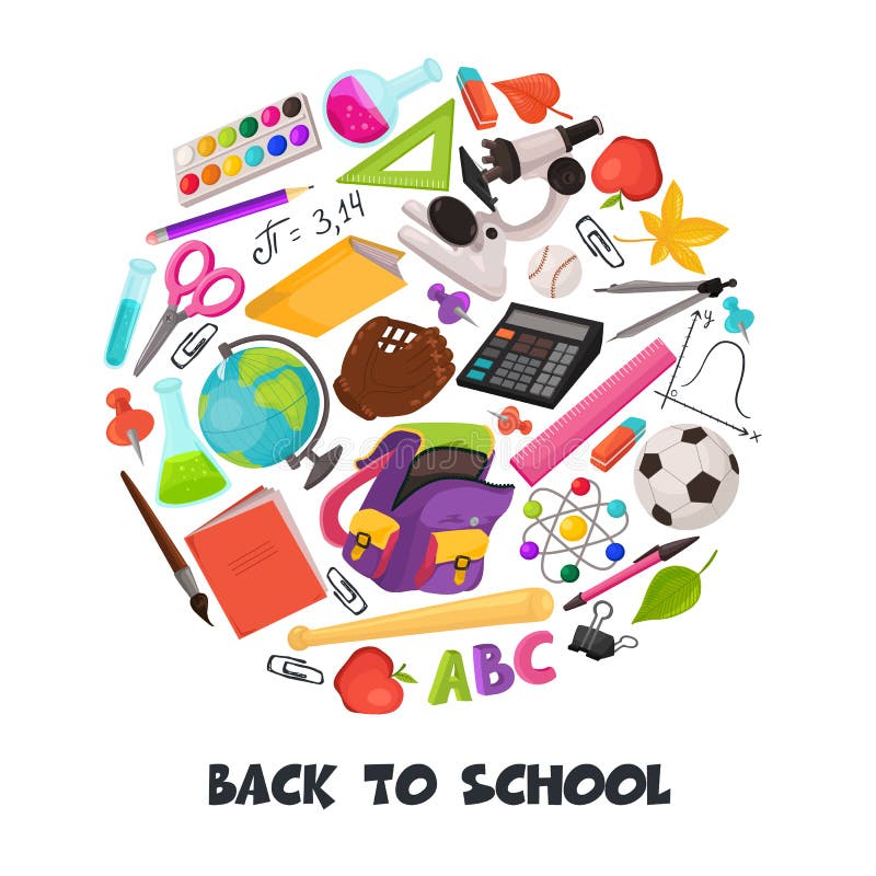 School Objects Vector Collection Stock Vector - Illustration of globe ...