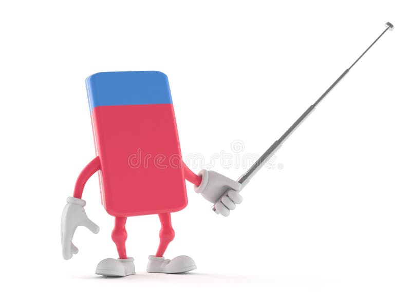 School Rubber Character with Pointer Stick Stock Illustration ...
